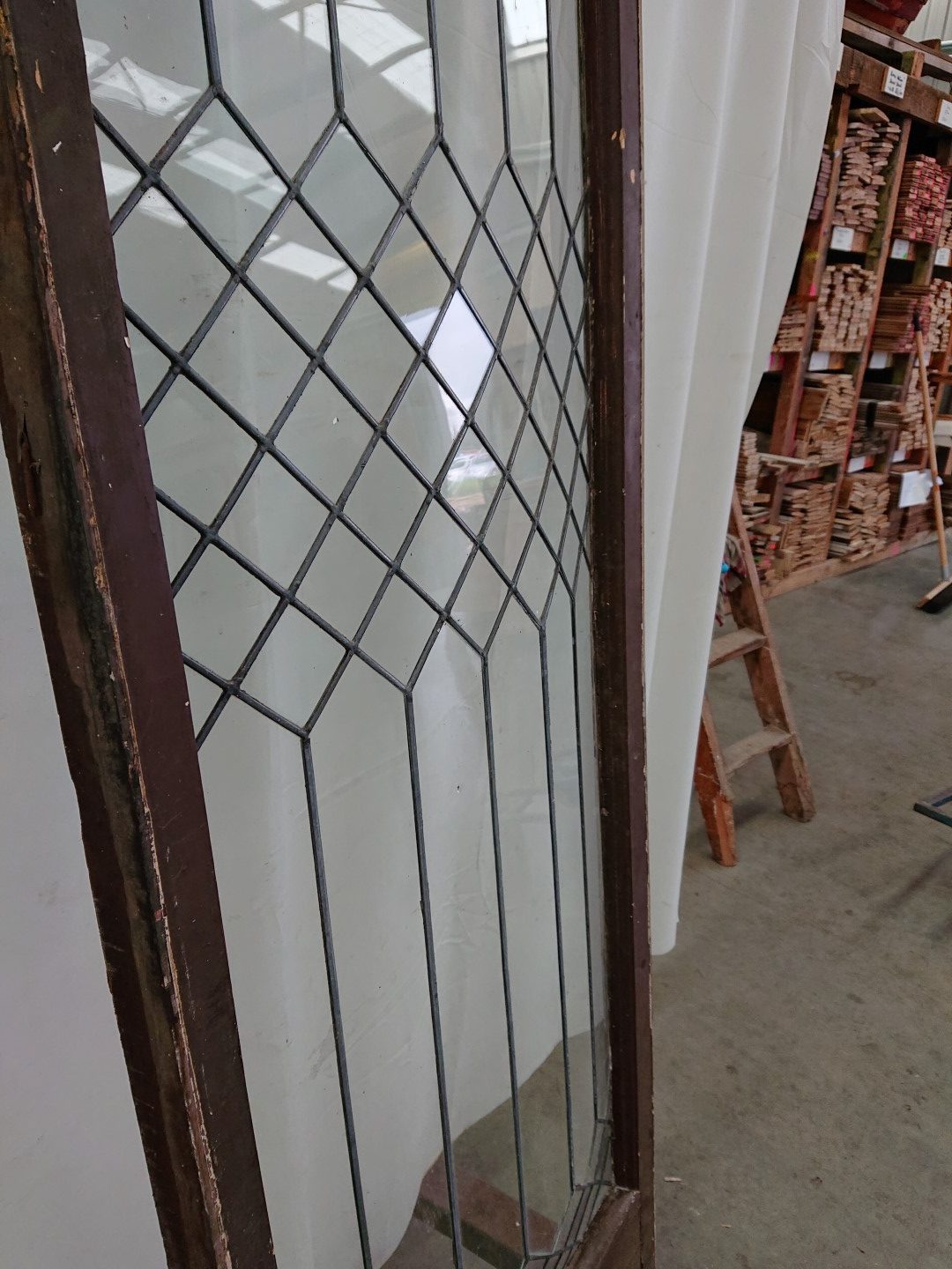 Leadlight Glass Panel H1890mm x W545mm DR2096 - Jacob Demolition