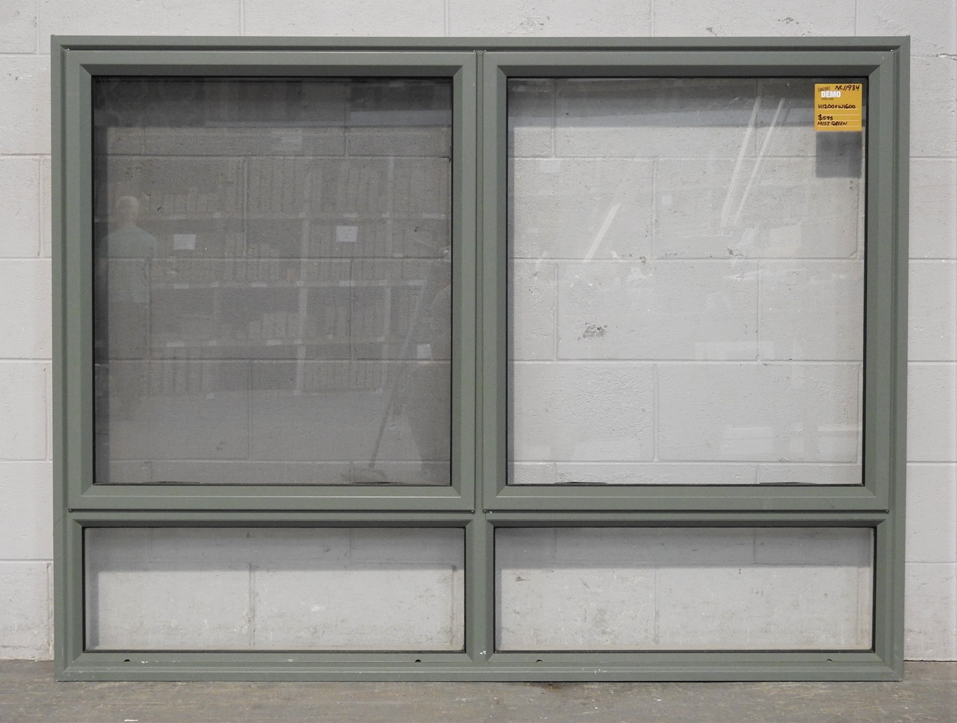 Mist Green Aluminium Double Awning Window - Bug Screen H1200mm x ...